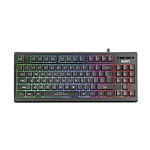 Marvo K607 Wired 87 Key, 3-Color LED Backlight, Full Anti Ghosting, Compact Design TKL Layout Membrane Gaming Keyboard_Black