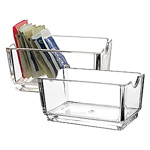 Sizikato 2pcs Clear Acrylic Sugar Packet Holder Square Tea Bag Bowl, 4.3 Inches