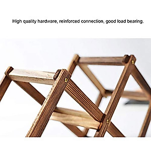 3/5 Bottles Wood Wine Rack for Countertop Living Room Foldable Free Standing Wine Display J1117, PIBM, Brown, Length 45cm