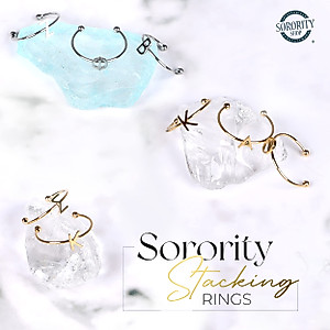 Sorority Shop Zeta Tau Alpha Stacking Ring Set - Adjustable Rings with 18k Gold Plating