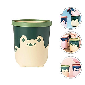 Hemoton 1pc Cartoon Trash Can Plastic Trash Can with Lid Plastic Garbage Bin Plastic Trash Container Kitchen Trash Bin Bathroom Plastic Garbage Can Plastic Pp Small Trash Can Office Mini