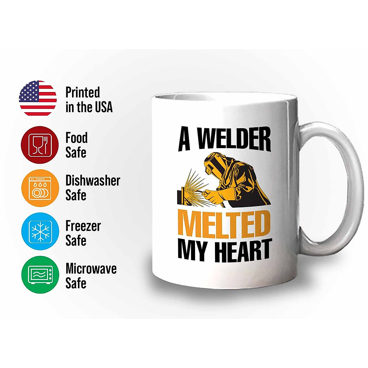 Bubble Hugs Welder Mug White 11oz - A Welder Melted My Heart - Specialize Judging Your Welds Machine Welding Fabricator