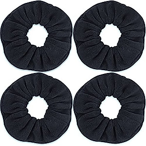 IVARYSS Super Towel Scrunchies for Drying Hair, Absorbent and Soft Microfiber for Frizz Free, Large Thick Ponytail Holder Wet Hair Accessories for Women and Girls, 4 PCS (Black)