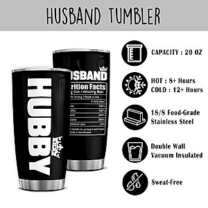 20 Oz Stainless Steel Tumbler For Husband, Hubby Tumbler, Husband Gifts From Wife - Christmas, Valentine'S Gifts For Husband, Anniversary Present For Him, Husband Gift, Hubby Birthday Gift