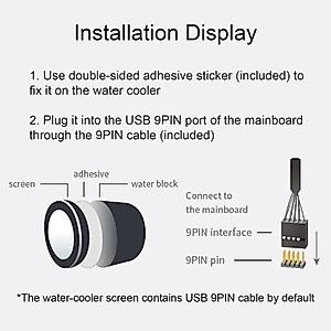 WOWNOVA 2.1" AIO Computer Temp Monitor CPU Cooler LCD Display Upgrade Kit for Water Cooling Systems, PC Sensor Panel for PC Computer Accessories in Side Prebuilt Gaming PC Parts ARGB Case (White)