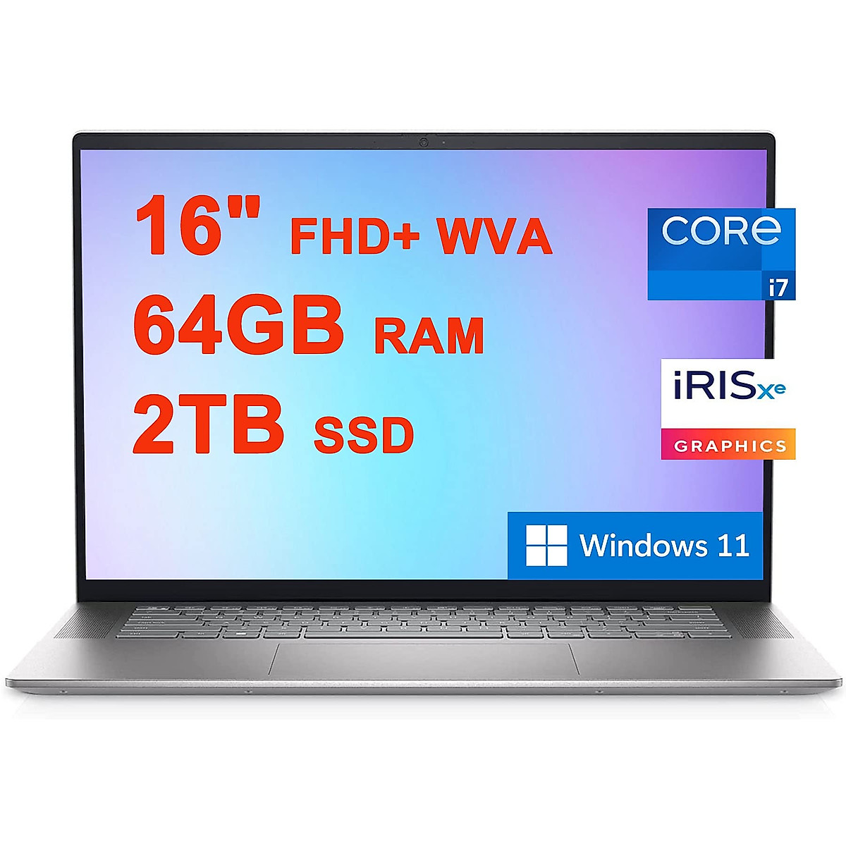 Dell Inspiron 16 5000 5620 Business Laptop 16" FHD+ WVA Anti-Glare Comfortview Display 12th Generation Intel 10-Core i7-1255U 64GB RAM 2TB SSD Backlit Fingerprint FHD Webcam HDMI Win11 Silver(Renewed)