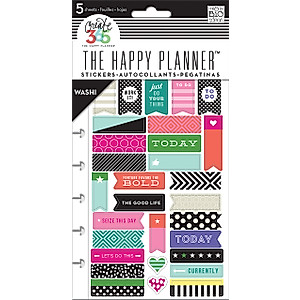 me & my Big Ideas Create 365 The Happy Planner Washi Sticker Pack, 5 Sheets