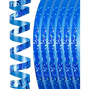 PartyWoo Blue Ribbon, 600 Yards Iridescent Crimped Curling Ribbon for Balloons, Wedding, Florist Flower (6 Rolls, 100 Yards/Roll)