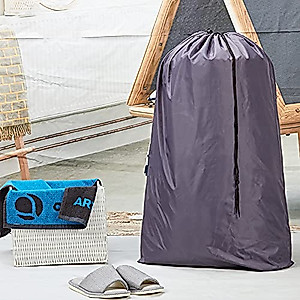 HOMEST 2 Pack Extra Large Travel Laundry Bag [28''x40''] Machine Washable Sturdy Rip-Stop Material Drawstring Closure, Grey