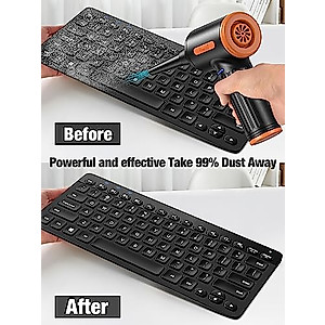 Compressed Air Duster, with Brushless Motor, Low Noise, Max. 90000RPM, 3 Gear Adjustable, 7500mAh Rechargeable Batteries, Non-Disposable Compressed Gas Duster