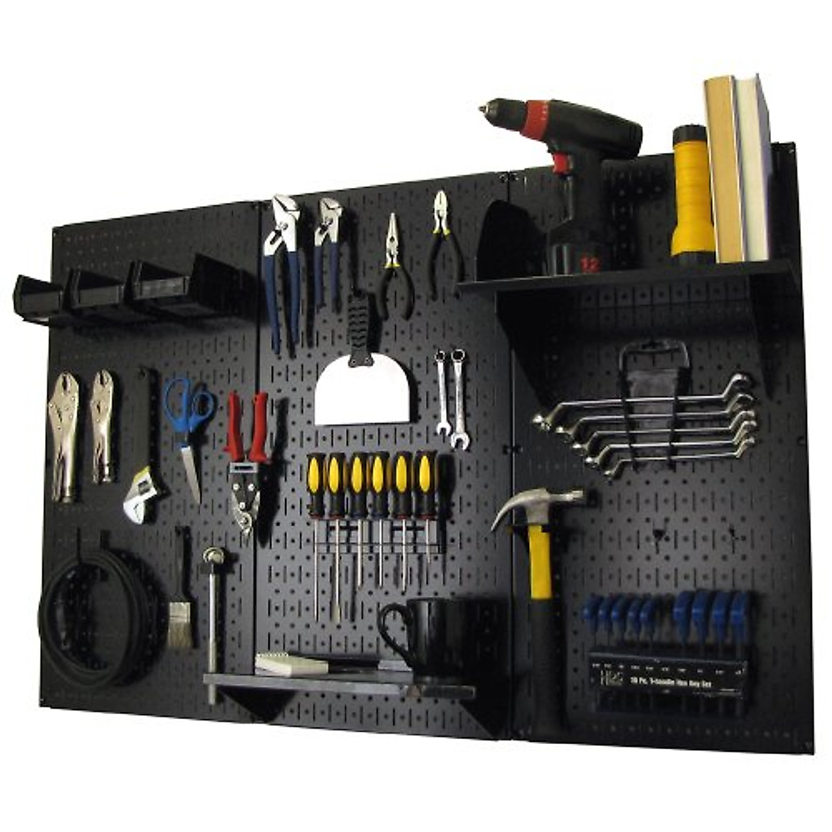 Pegboard Organizer Wall Control 4 ft. Metal Pegboard Standard Tool Storage Kit with Black Toolboard and Black Accessories