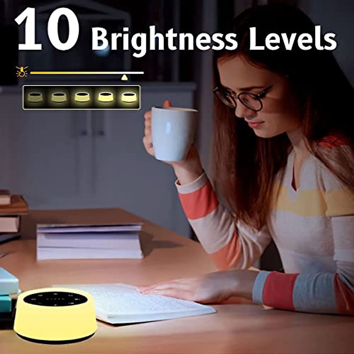 ColorsNoise Sound Machine and White Noise Machine with 30 Soothing Sounds with 12 Colors Baby Night Light with Memory Function (T-Black)