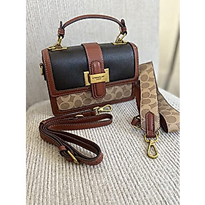 Small Crossbody Bags For Women - Leather handbag - Satchel Shoulder Bag - Fashion Design -Gold clasp - Multifunctional (Black)