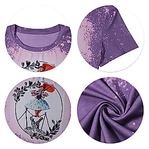 Beware of Hitch Hiking Ghost Shirt Women Funny Halloween Shirt Haunted Mansion Tshirt Fall Short Sleeve Top Purple