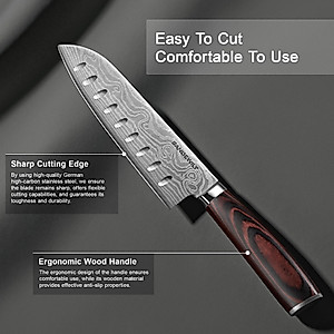 SANDEWILY 7 Inch Japanese Santoku Knife - Ultra Sharp 7Cr17Mov Kitchen Chef Knife with Sheath,High Carbon Stainless Steel Blade,Ergonomic Handle Gift Box for Home Outdoor Cooking