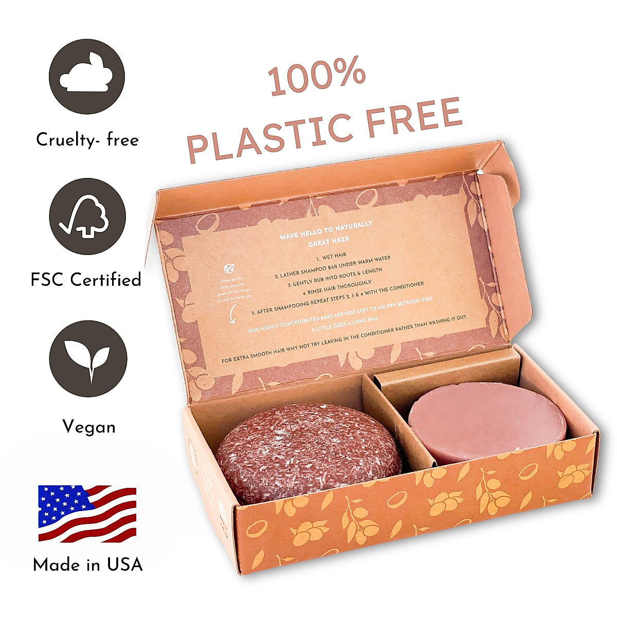 Wave Argan Oil Shampoo & Conditioner Bar Set - Natural & Organic Moisturizing Vegan Shampoo and Conditioner Bars for Women & Men - Long-Lasting (80-120 Uses)