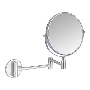 Amazon Basics Wall-Mounted Vanity Mirror - 1X/5X Magnification, Chrome
