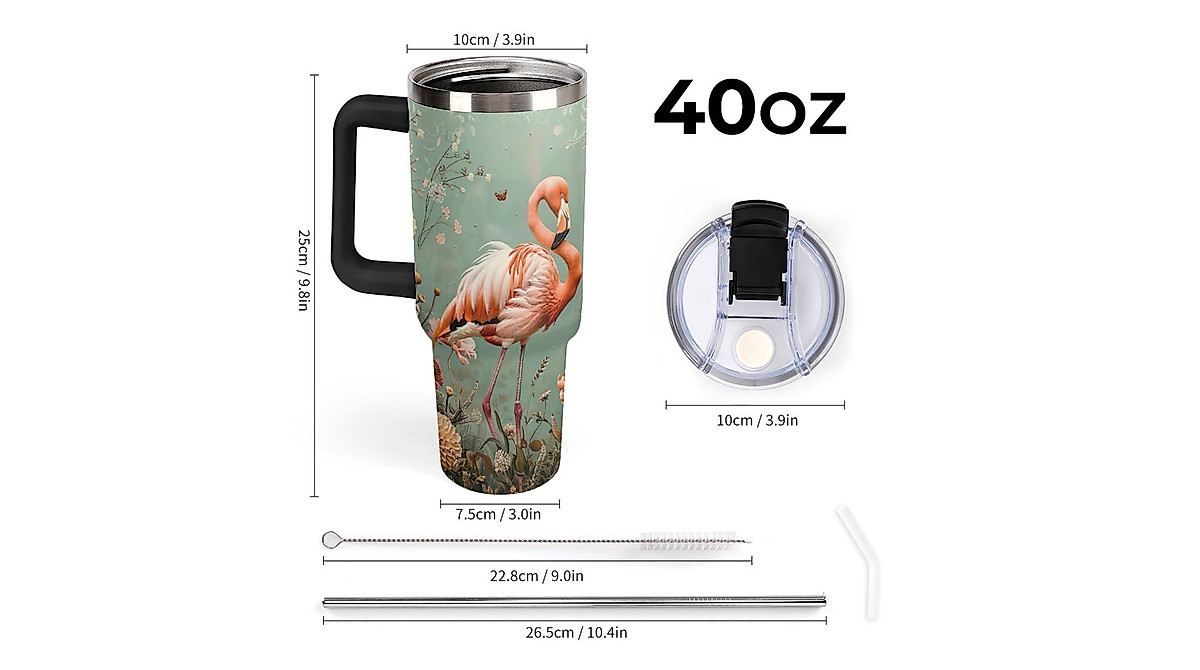 40 Oz Oil Painting Flamingos Insulated Stainless Steel Tumbler with ...