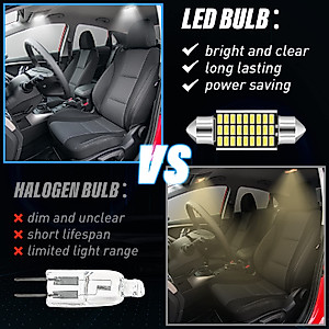 Tallew 42 Pieces Interior Car LED Dome Light 28 mm 31 mm 36 mm 41 mm BA9S T5 T10 Bulb Kit LED Dome Light for Car Interiors Map Dome Trunk Cargo Door Courtesy License Plate(White)