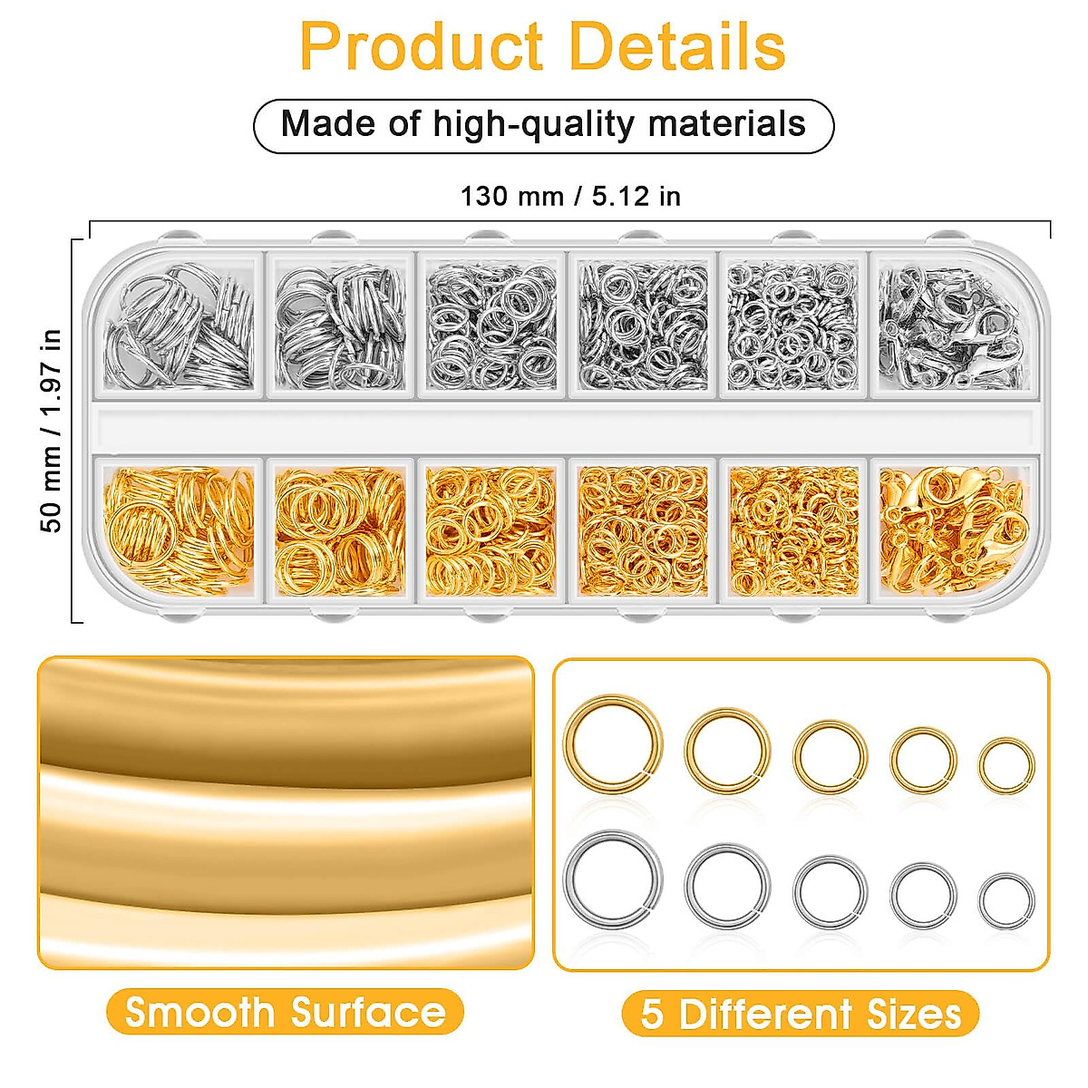 Anezus Jump Rings for Jewelry Making Supplies and Necklace Repair with Jump Ring Pliers and Open Jump Ring(1200Pcs Silver and Gold)Anezus Jump Rings for Jewelry Making Supplies and Necklace Repair wit