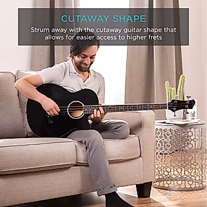 Best Choice Products Acoustic Electric Bass Guitar - Full Size, 4 String, Fretted Bass Guitar - Black