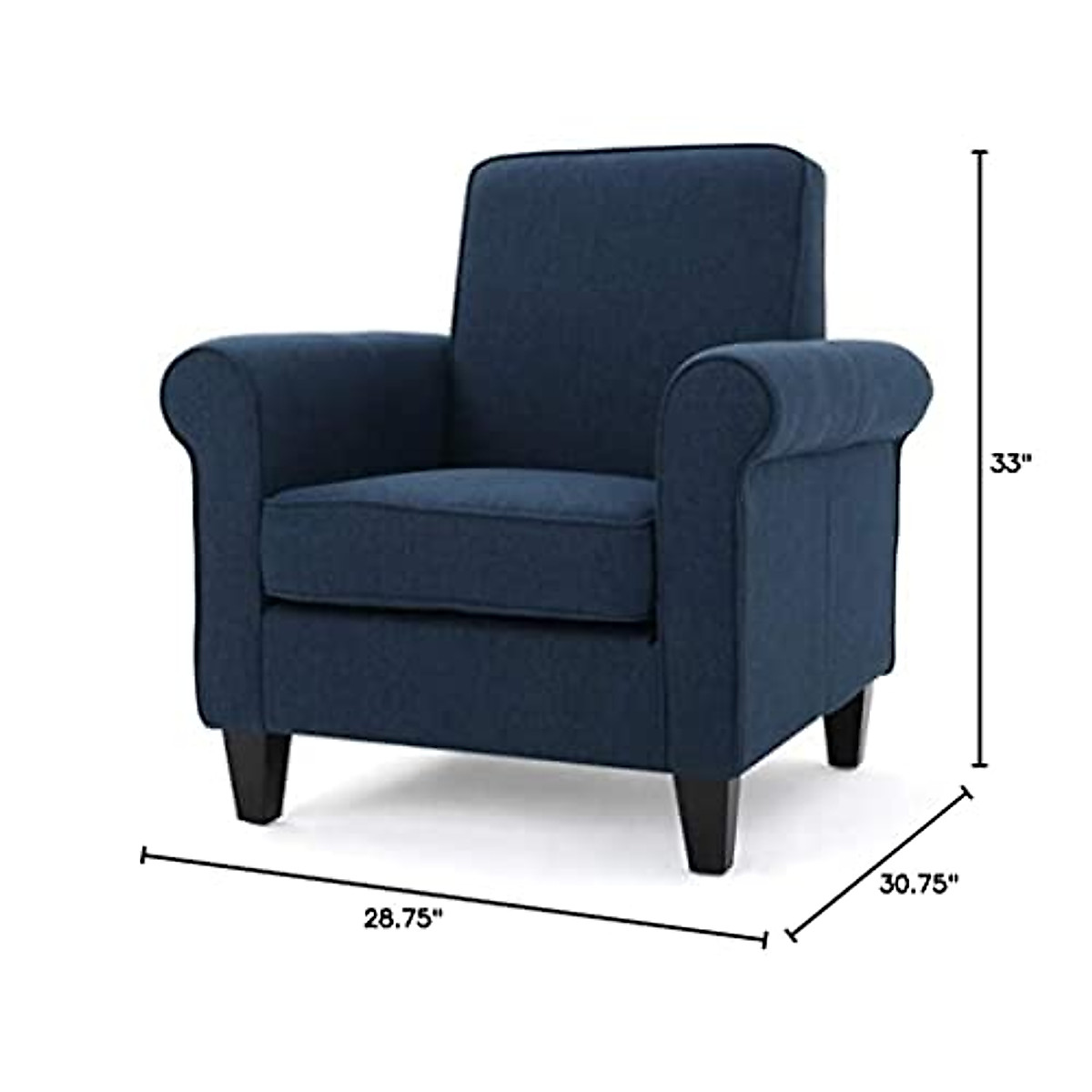 Christopher Knight Home Freemont Fabric Club Chair, Dark Blue Dimensions: 30.75”D x 28.75”W x 33.00”H