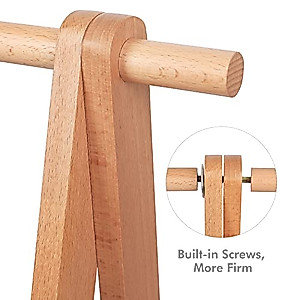 FekCits Kids Clothing Rack Dress Up Storage with Storage Shelf, Natural Beech Child Garment Rack with 2 Hooks 37.5" L x 14.5" W x 39.5" H, Clothes Hanging Rack for Kids, Pets