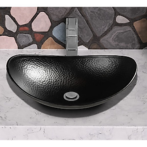 Monarch Abode 19186 Hand Hammered Matte Black Harbor Vessel Bathroom Sink (19 inches)