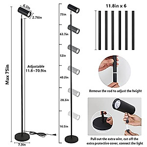 HMVPL Grow Lights Stand for Indoor Plants Full Spectrum Tall Plant Light for Indoor Growing with 20W COB Plant Light Bulb,4/8/12H Timer, Led Growth Floor Lamp for Large Plant Seedling(6 Level Height)