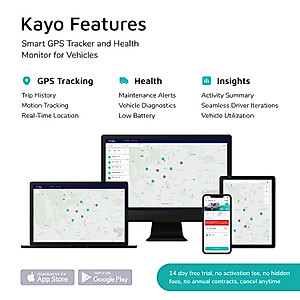 Kayo Business Fleet, GPS Tracker for Vehicles, 4G LTE & 5G, Real-Time GPS Tracking, 14-Day Free Trial, Simple Activation, Simple Plug-in Car GPS Tracker (Pack of 4)