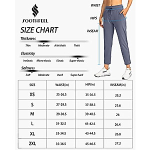 Soothfeel Women's Pants with 4 Pockets 7/8 Stretch High Waisted Sweatpants Travel Athletic Work Golf Pants for Women(Black, Medium)