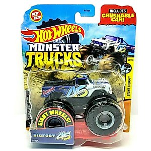 DieCast Hotwheels Monster Trucks Bigfoot- 45th Anniversary 70/75 [Blue/White] Crushable 1:64 Scale