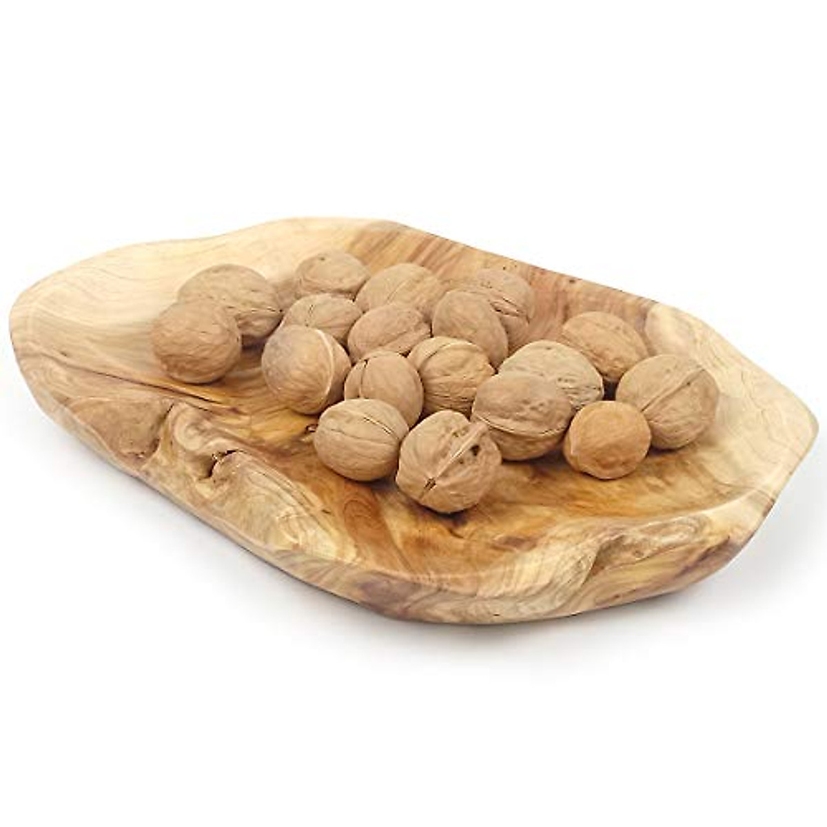 EWEIGEER Wood Fruit Snack Dish Hand-Carved Candy Dish Natural Handmade Wooden Serving Tray Wood Root Carved Dish Fruit Bowl 12.5"