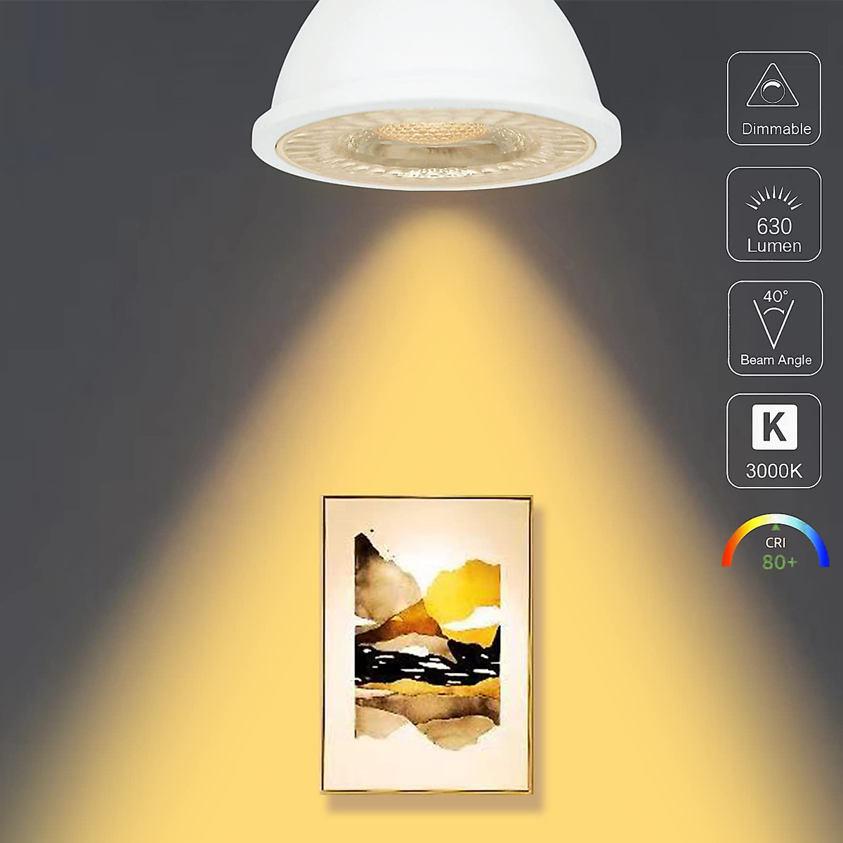 CAMMILE GU10 LED Bulbs Dimmable, 50W Halogen Equivalent, 7W 630LM Spot Light Bulb, 3000K Soft Warm White, LED Replacement Bulb for Track&Recessed Lighting, 40 Degree Beam Angle, Pack of 6