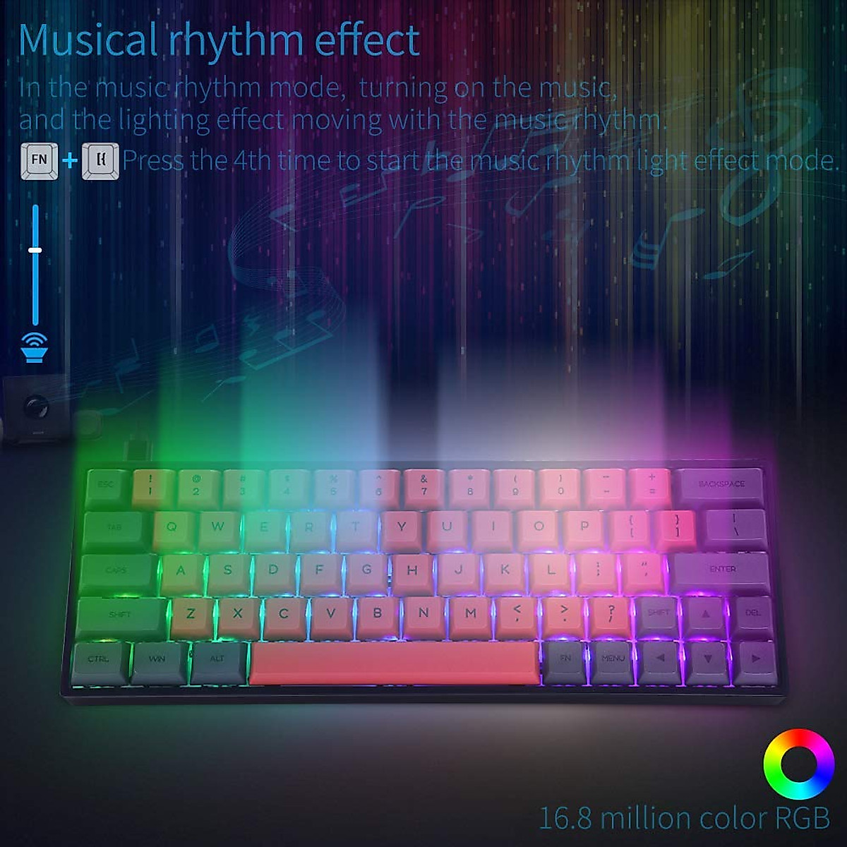 60% Mechanical Keyboard, RGB LED Backlit Wired Gaming Keyboard, Ergonomic, for PC/Mac Gamer, Typist (Gateron Switches, PBT Caps) (Renewed)