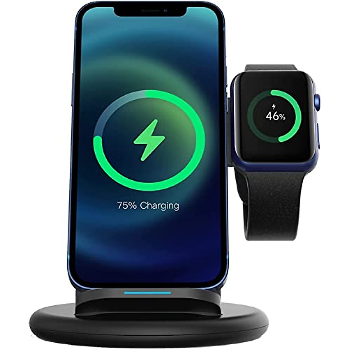 3 in 1 Wreless Charging Station for Apple Phone and Watch, iQouda Wireless Phone Charger Stand for Apple iPhone/AirPods Pro/iWatch and Qi Certified Phone