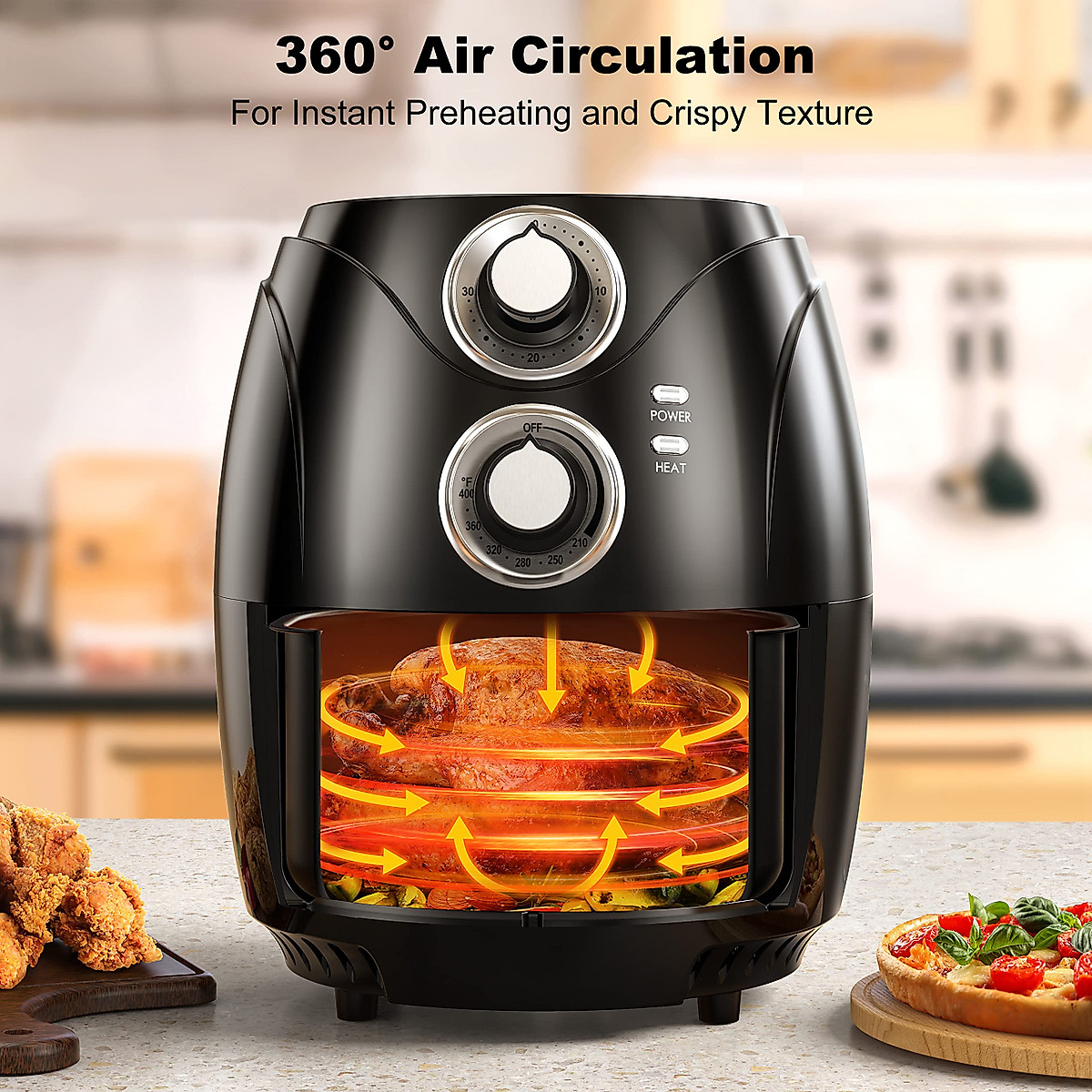 Willz Small Compact Electric Air Fryer Oil Free Quick Cook with Time & Temperature Control & Auto Shut Off Feature, Non-Stick Air Fry Basket, 2.6 Quart, 1200W, Black