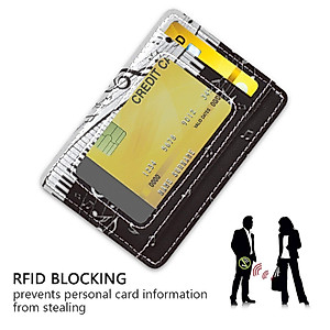 Linomo Thin leather Card Holder and Money Clip Music Note Musical Piano Wallet RFID Blocking for Men & Women