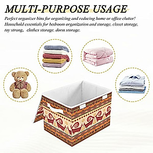 Room Storage Bins with Lids Storage Baskets for Fabric Persian Carpet Tribal Texture Photo Organizing 12x12x16