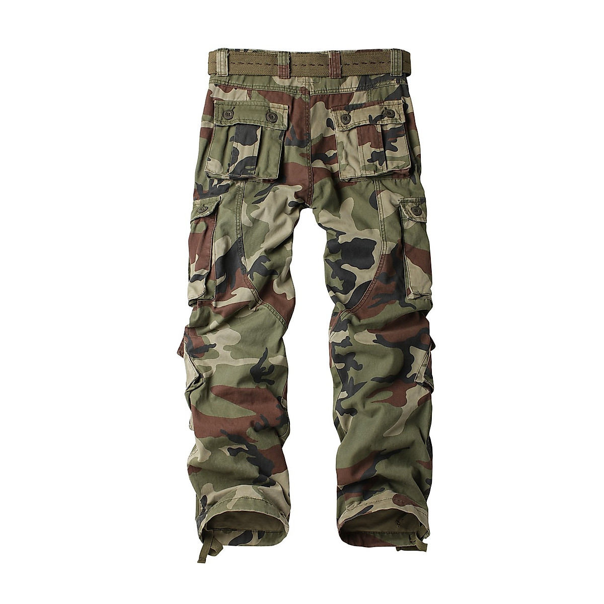 AKARMY Men's Casual Cargo Pants Military Army Camo Pants Combat Work Pants with 8 Pockets(No Belt) Battlefield Camo 32