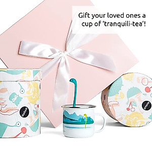 OTOTO Cup of Nessie, Baby Nessie Tea Infuser Mug - Tea Cup with Infuser Set - BPA-free Dinosaur Tea Mug with Infusers for Loose Tea - Tea Cup and Strainer