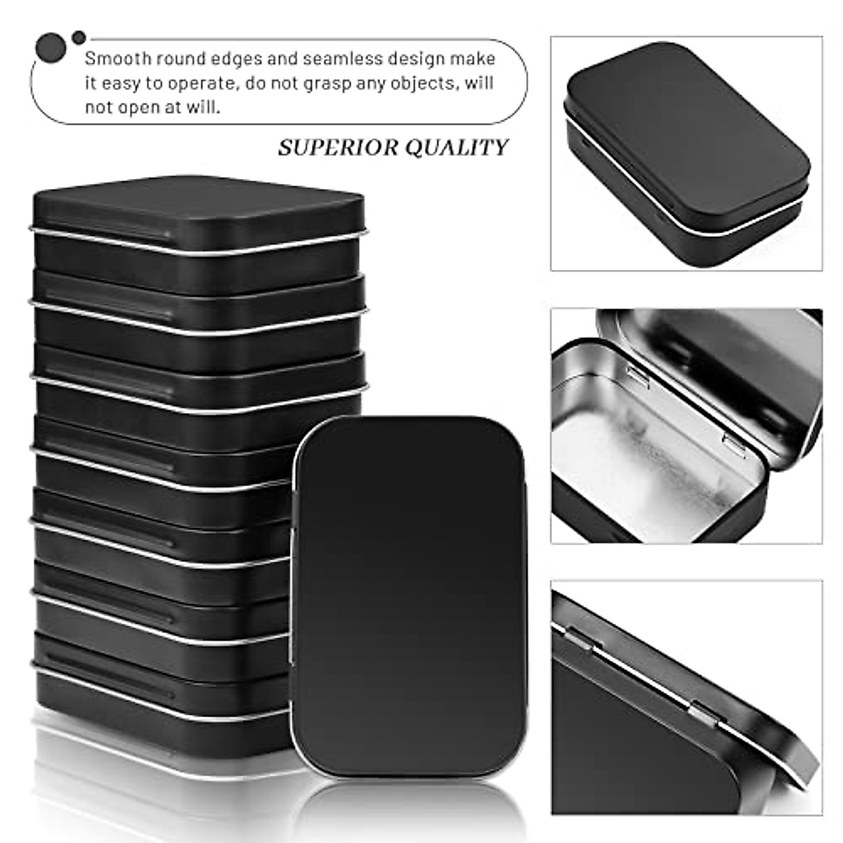 Fansunta 8 Pack Metal Rectangular Empty Hinged Tins Box 3.75 by 2.45 by 0.7 Inch Durable Small Empty Storage Tins with Lids for Storage Drawing Pin Jewelry Crafts