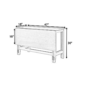 Merax Drop Leaf Dinng Table for Small Spaces, Extendable Space Saving Dining Table, Solid Wood Folding Table from 18" to 36" for Dining Room, Kitchen, Living Room, White