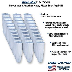 Reef Diaper Disposable Filter Sock Replacement Elements, for Use with 4” Flange Assemblies (30 Pack)