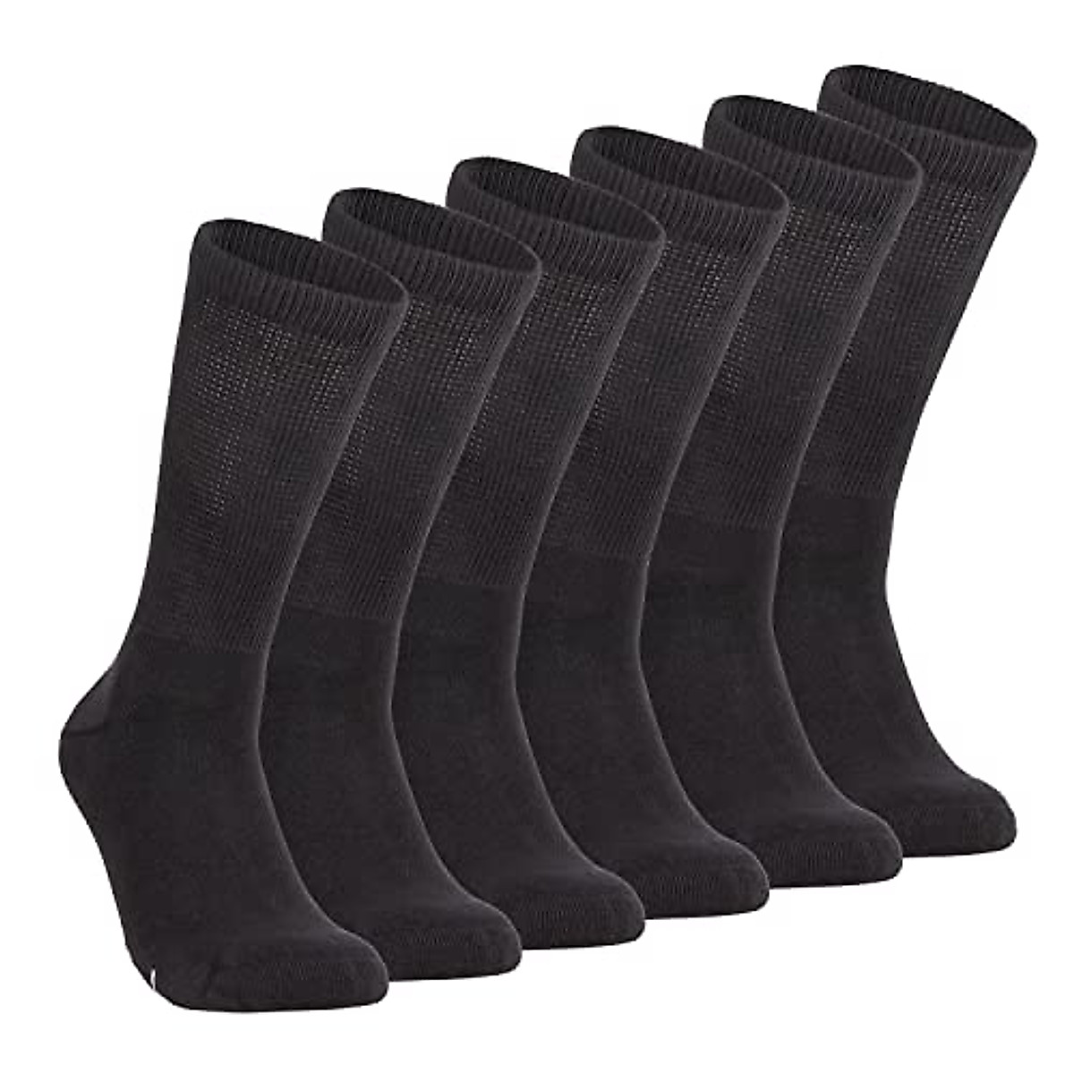 Camleo Black Diabetic Socks for Men, Crew Length Non-Binding Medical Compression Socks with Wide Calves for Diabetes Neuropathy Pain Relief (3 Pairs) (MEDIUM)
