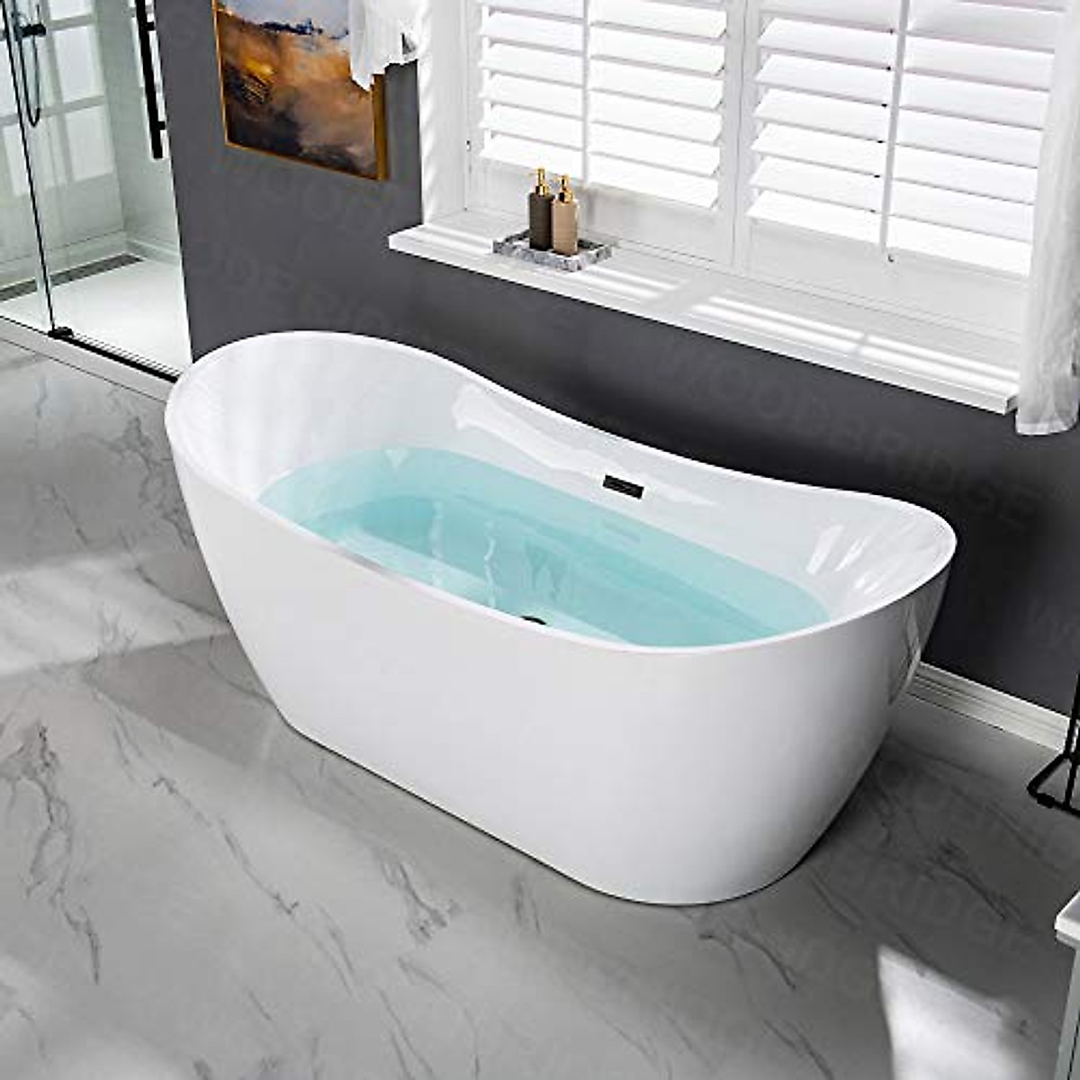WOODBRIDGE BTA1517-MB-Drain-&O Bathtub, Matte Black