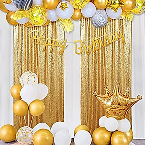 Poise3EHome Gold Sequin Backdrop Curtain, 4 Pieces 3FT x 8FT Sequin Backdrop Panels, Sequence Wedding Party Background Drapes