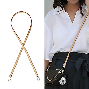 COLSEEY Genuine Vachetta Leather Crossbody strap Genuine leather Adjustable Replacement Strap for Shoulder Bag Handbag Purse(0.39 Inch Width Unadjustable)