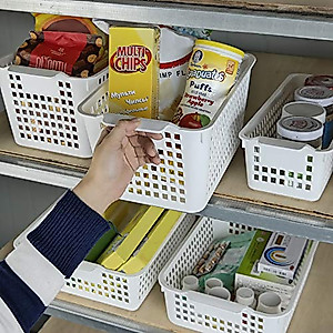 Fiazony 6-Pack White Plastic Storage Basket, Office Storage Baskets