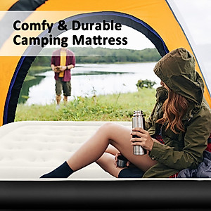 Vinitin Air Mattress Queen with Built in Pump, 18" Elevated Inflatable Blow Up Mattress with Self-Inflation/Deflation, Soft Flocked Top Air Bed for Guest, Home,Camping, 80x60x18in, 660lb Max